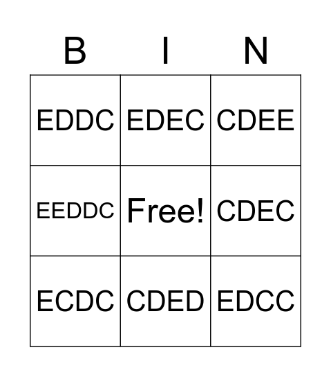 Prep A Ear Training Bingo Card