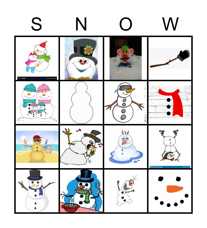 Snowman Bingo Card
