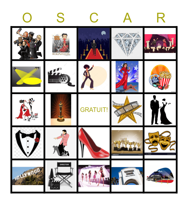 Hollywood Bingo Card