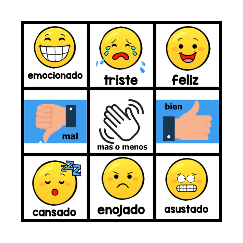 Los sentimientos Bingo Card