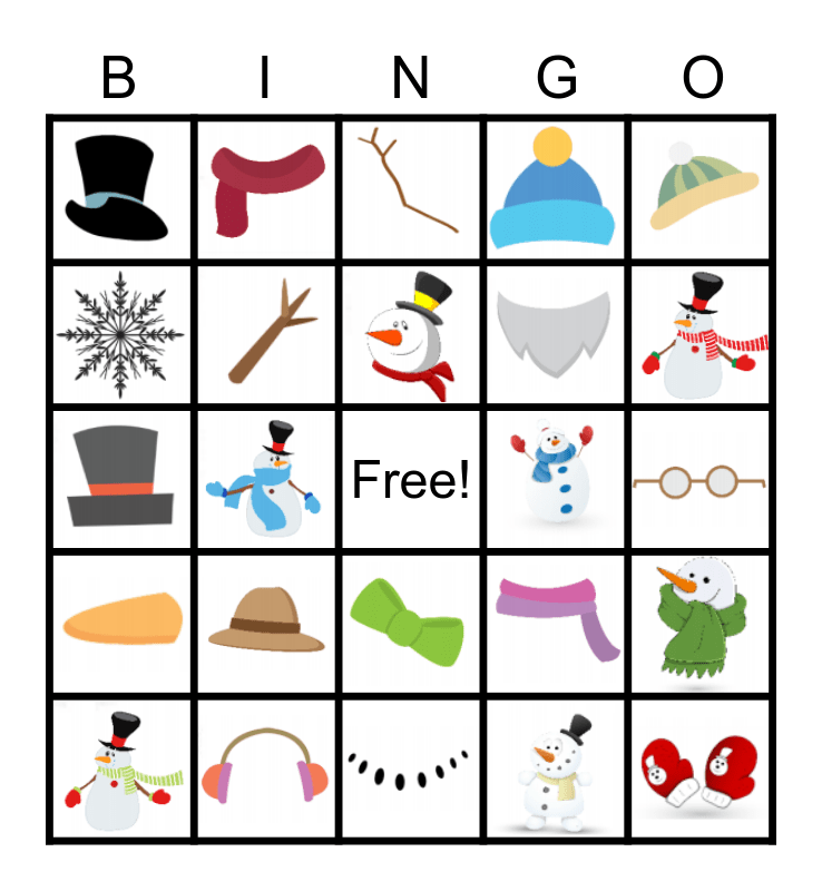 Snowman Bingo Card