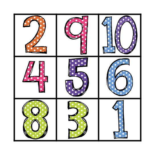 1-10 Counting Bingo Card
