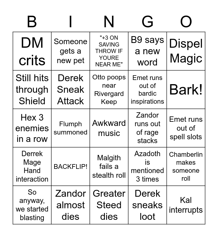 DnD Bingo Card