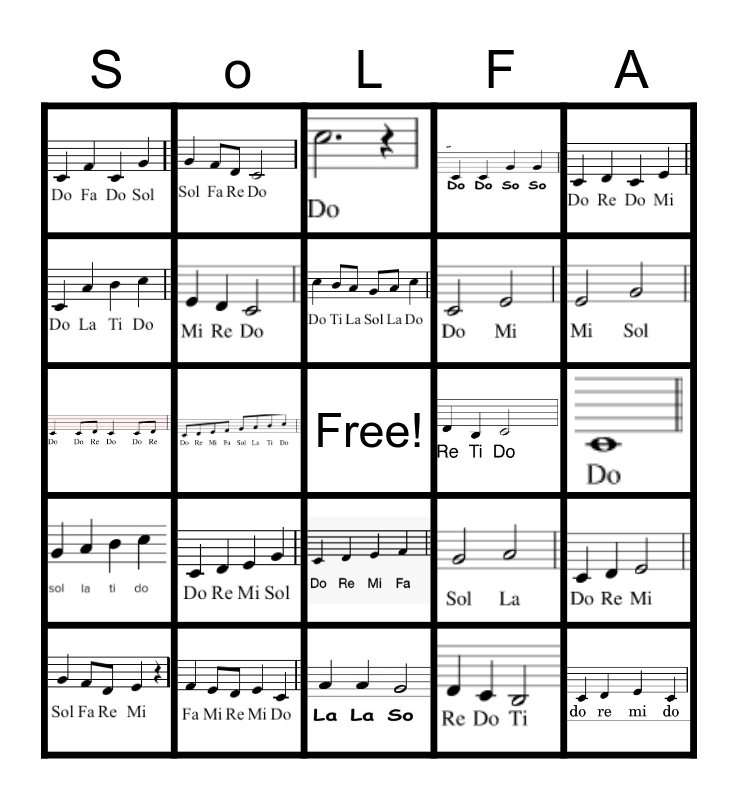 Solfege Bingo Card