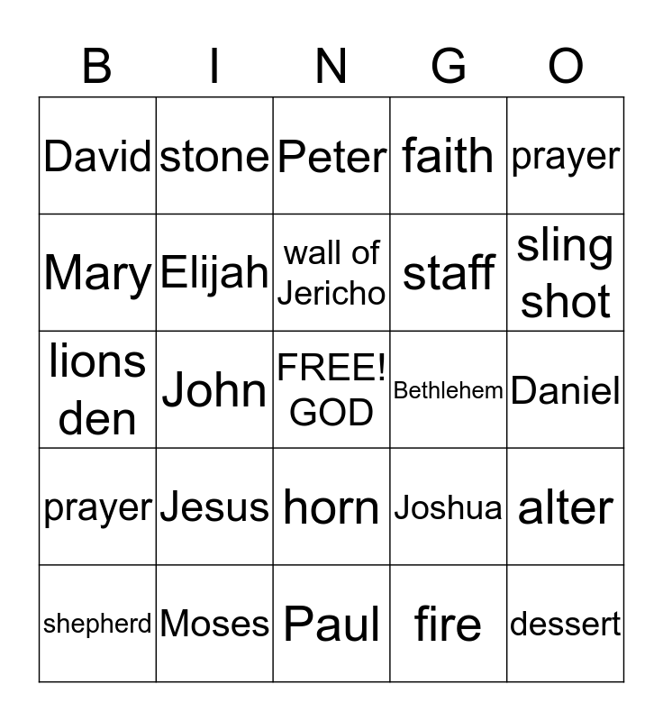 Superheroes of the Bible Bingo Card