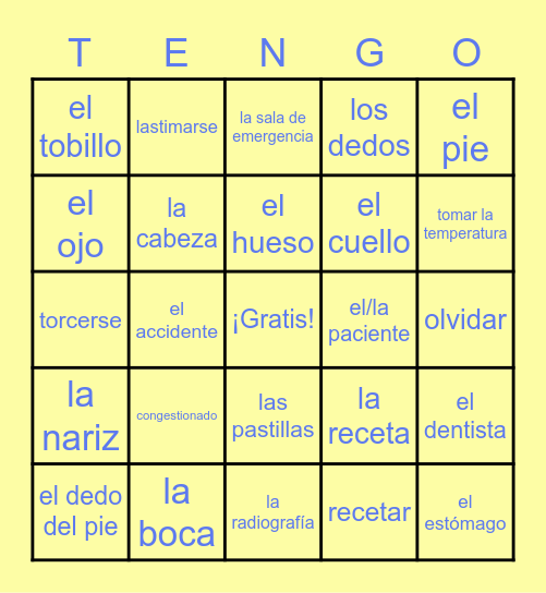 Senderos 2 - L4 - En el consultorio Bingo Card