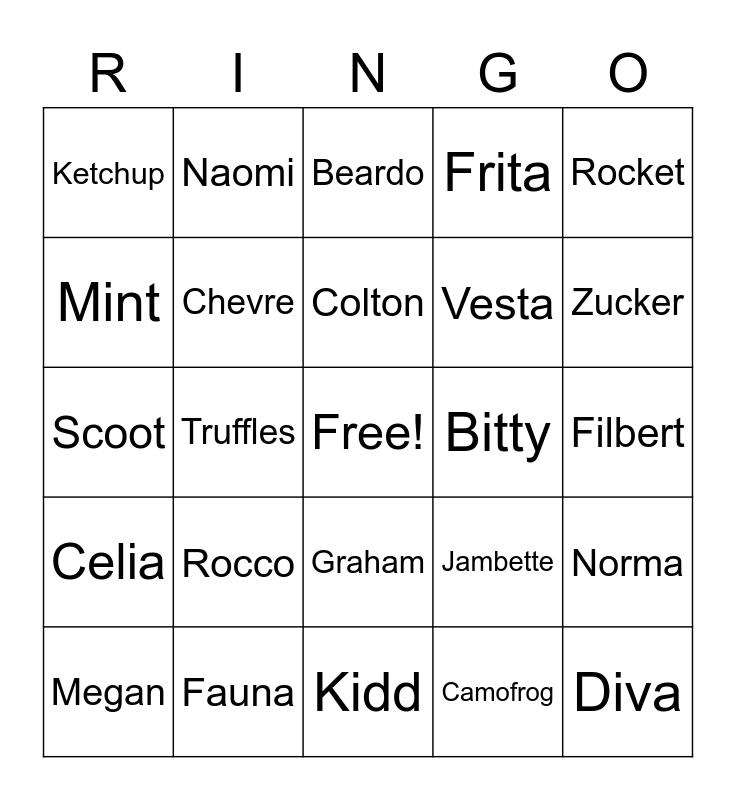 Ringo Bingo Card