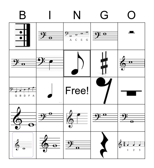 Music Theory Review Bingo Card