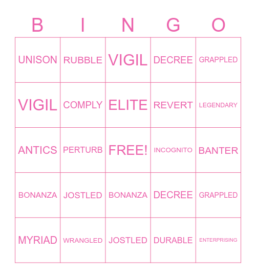 UNIT 1 3 MEANINGS Bingo Card UNIT 1 3 MEANINGS Bingo Card