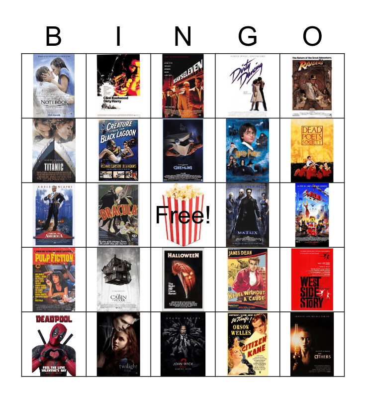 Movies Bingo Card