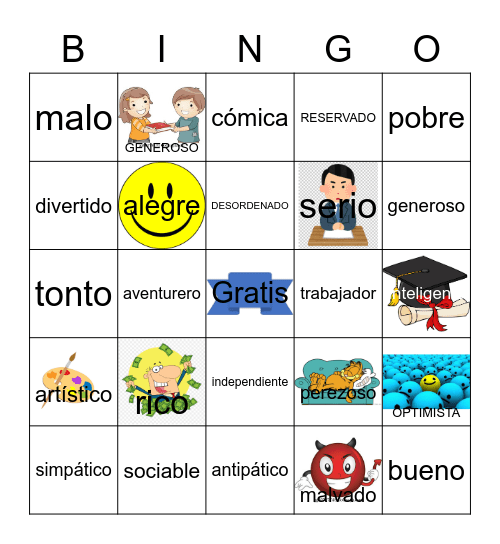 Personality traits Bingo Card