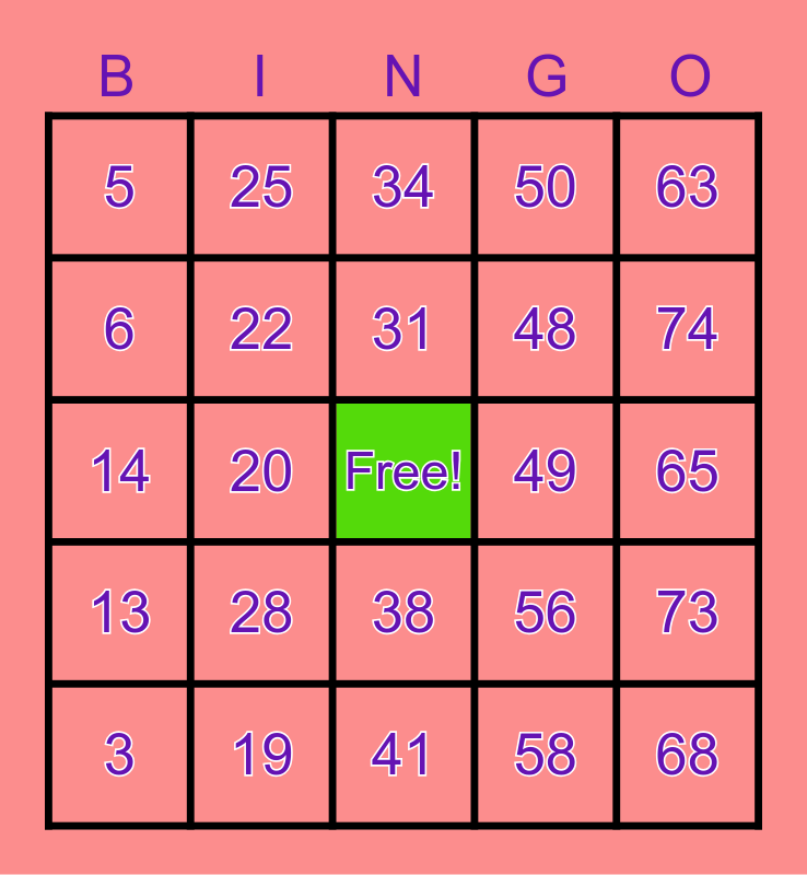 Barb's Bingo Wednesday! Bingo Card
