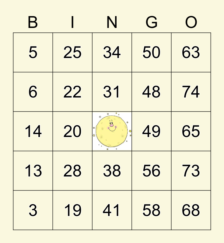 Full Moon Bingo Card