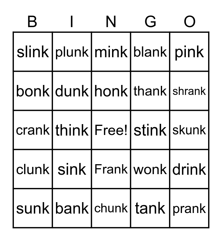 Glued Sounds Bingo Card