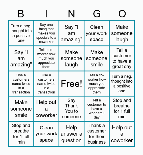 Positivity BINGO Card