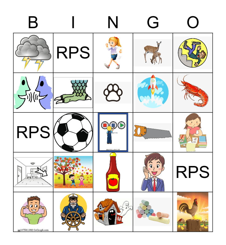 or, al, au, aw sounds Bingo Card