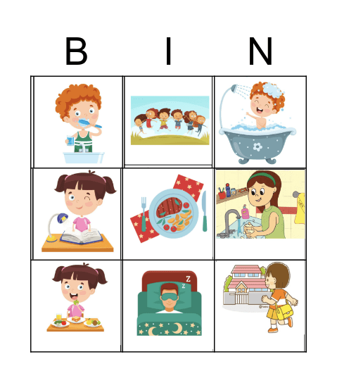 daily routines Bingo Card