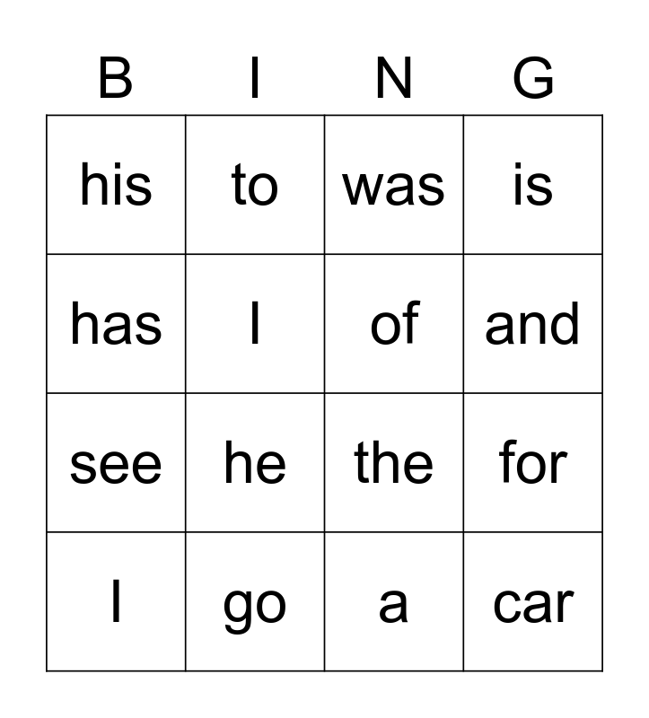 Red Word Bingo Card