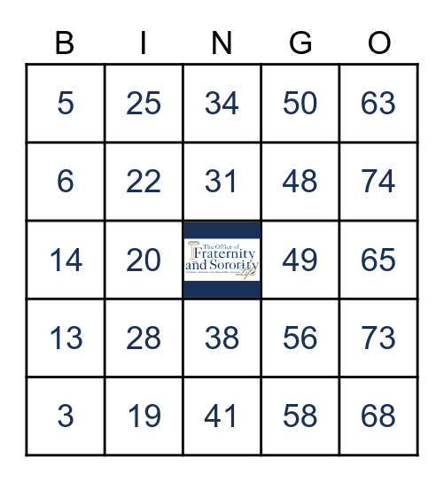 Fraternity and Sorority Life! Bingo Card