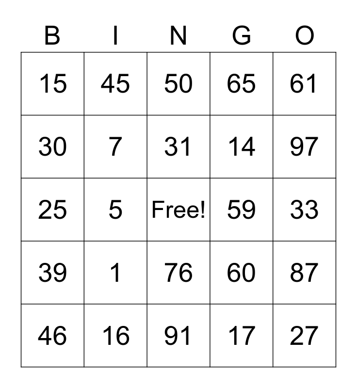 Bingus Bingo Card