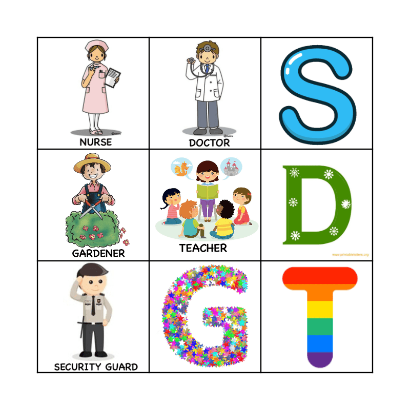 Community helpers and beginning sounds Bingo Card