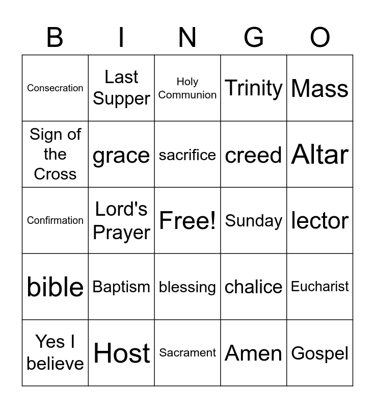 FIRST HOLY COMMUNION Bingo Card