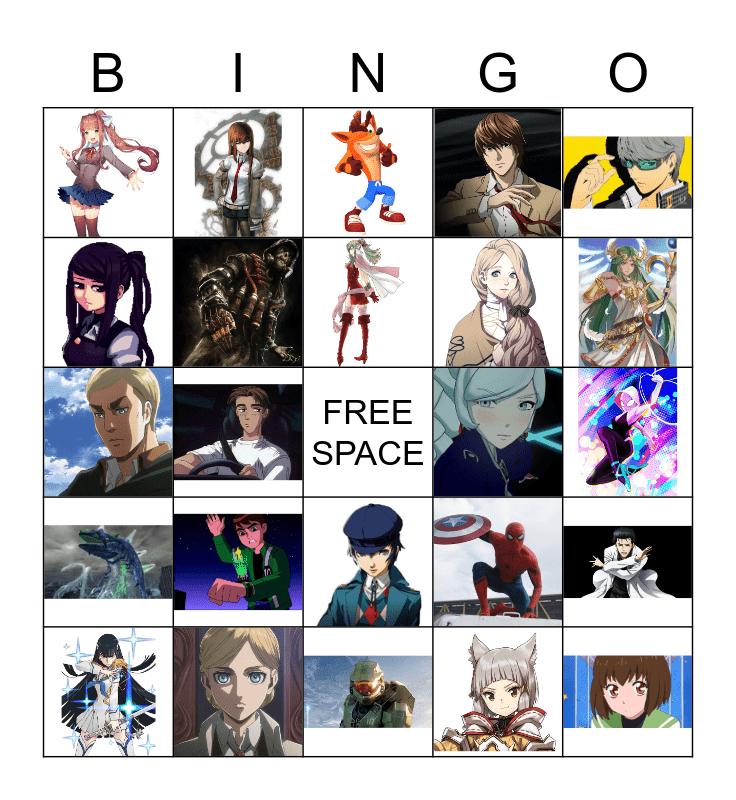Favorite Character Bingo Card