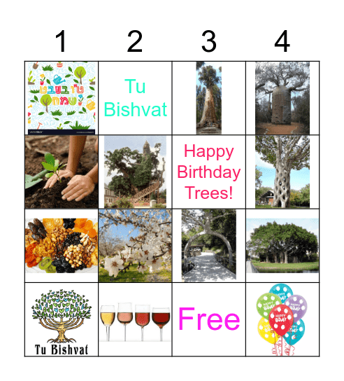 Tu Bishvat Bingo Card
