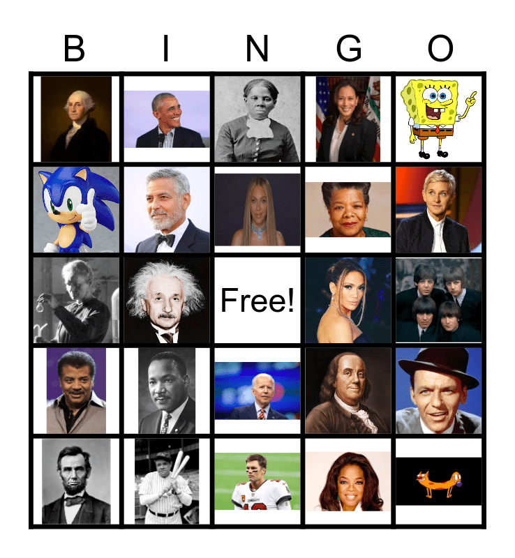 Famous People Bingo Card