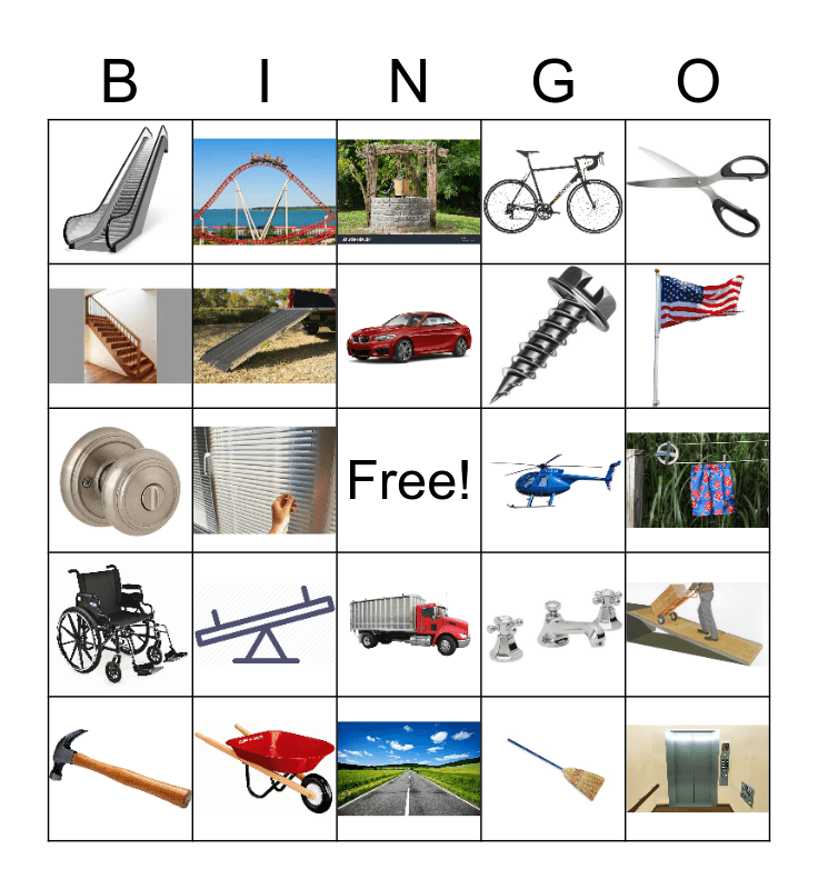 Simple Machines Bingo Card