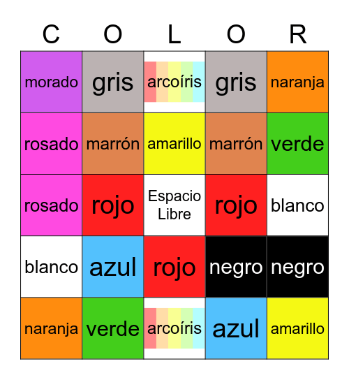 Los Colores Bingo Card