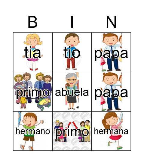 La familia Bingo Card