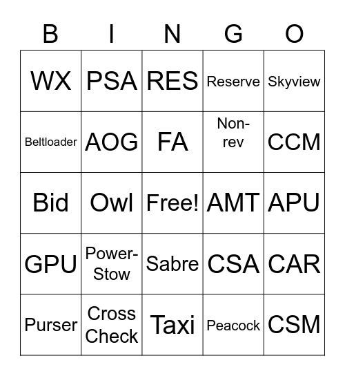 AA Lingo-Bingo Card