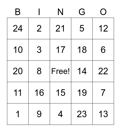 Holy Cross School BINGO Card