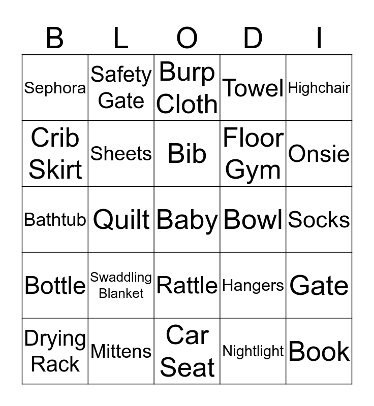 What Gifts Did She Get Bingo Card What Gifts Did She Get Bingo Card