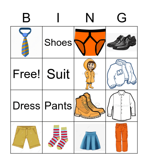 What are you wearing? Bingo Card