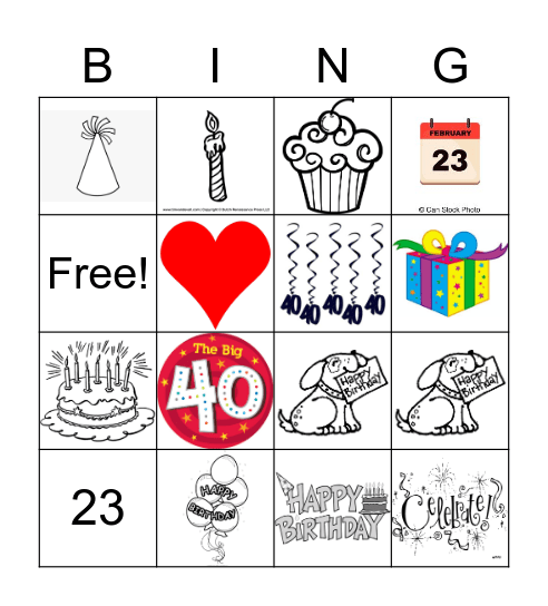 Cindy is 40! Bingo Card