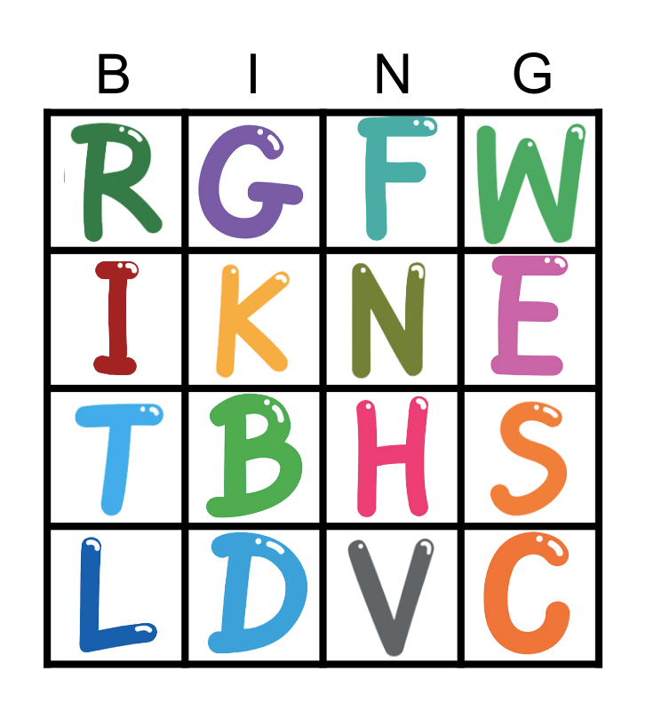 Letters Bingo Card