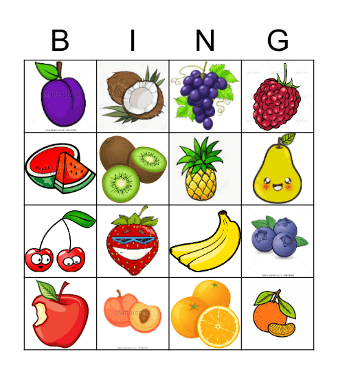 La fruta Bingo Card