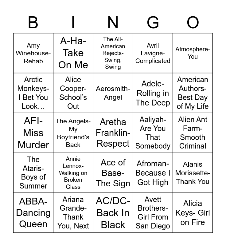 Total-Quiz.com Presents: Radio Bingo "A" Game Bingo Card
