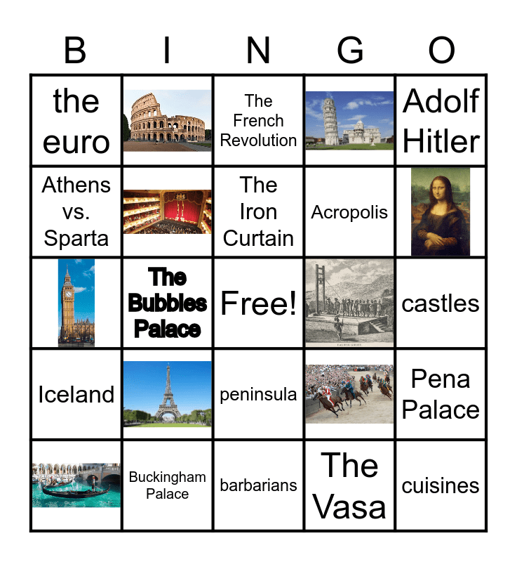 Europe Bingo Card