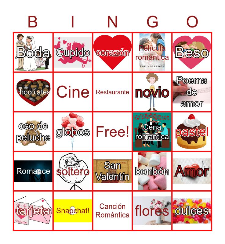 San Valentin Bingo Card