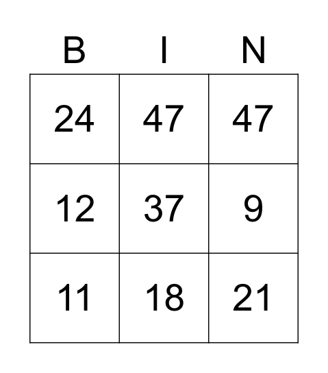 Numbers Bingo 1-120 Bingo Card