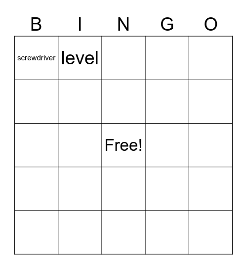 tools Bingo Card