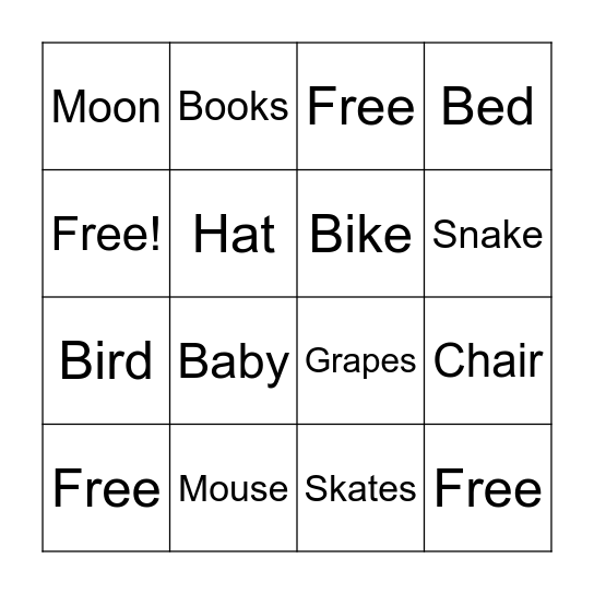 Analogies Bingo Card