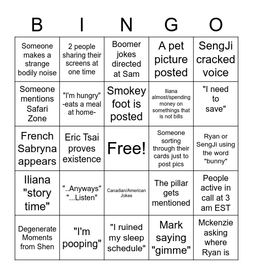 Cheese Pizza Party Bingo Card