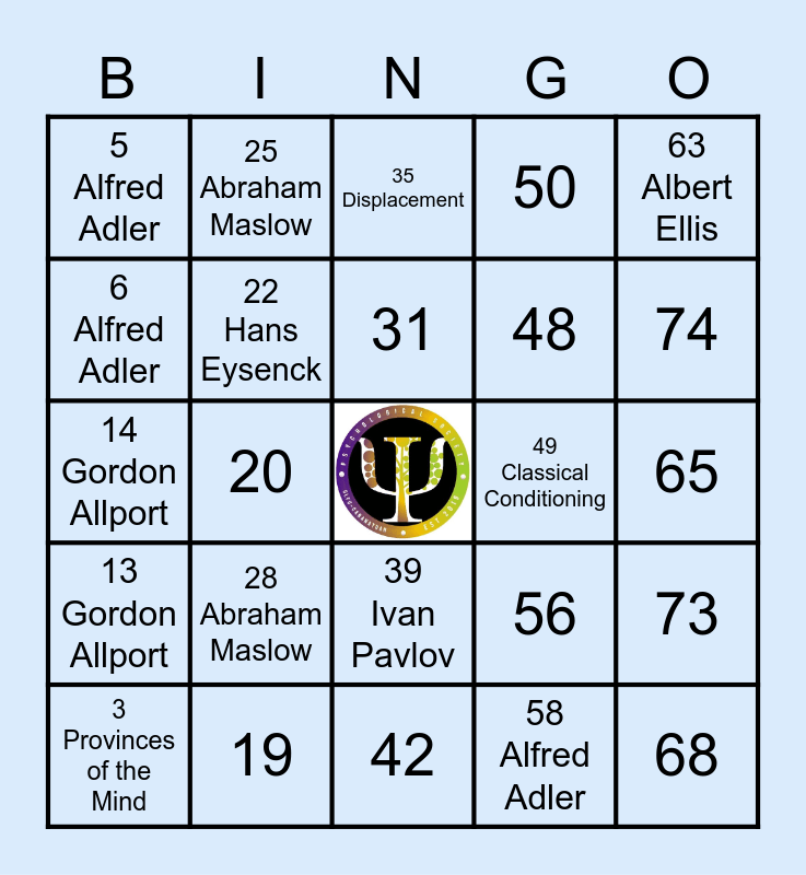 PSYCH BINGO Card