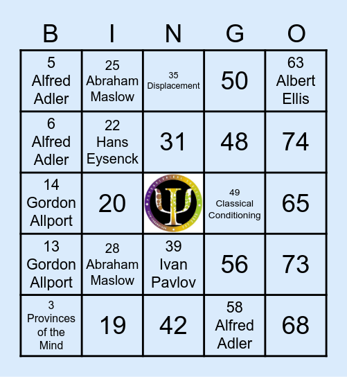 PSYCH BINGO Card