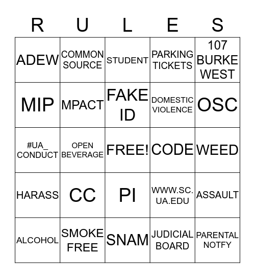 KNOW THE CODE Bingo Card