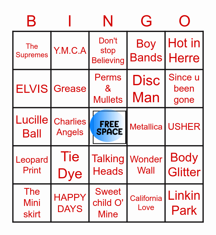 Groovin' Through the Decades Bingo Card